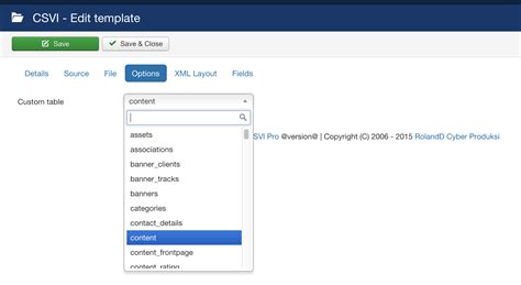 custom tables export