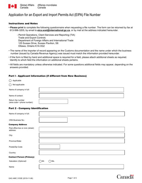 Form GAC AMC3150 Fill Out Sign Online And Download Fillable PDF Canada English French