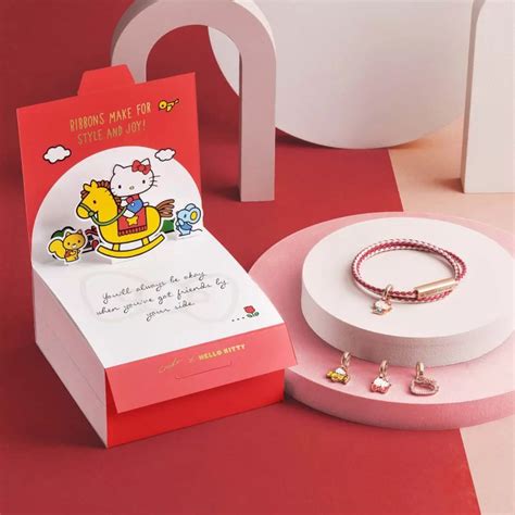 Crudo Hello Kitty客製化義大利皮革編織手環 草莓牛奶玫瑰金