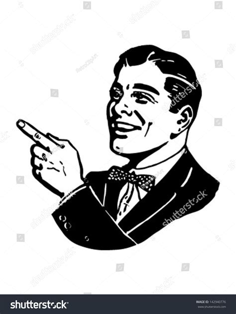 Man Pointing 2 Retro Clip Art Illustration 142940776 Shutterstock