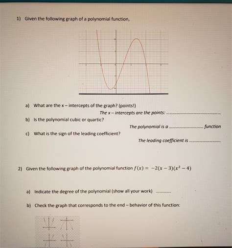 Solved Given The Following Graph Of A Polynomial Chegg Com