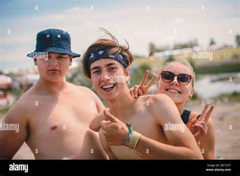 Dream City Roskilde Festival With Excited People Drinking And