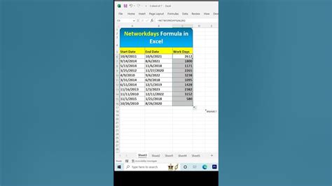 Networkdays Formula Uses In Excel 🔥excel Exceltutorial Shortvideo