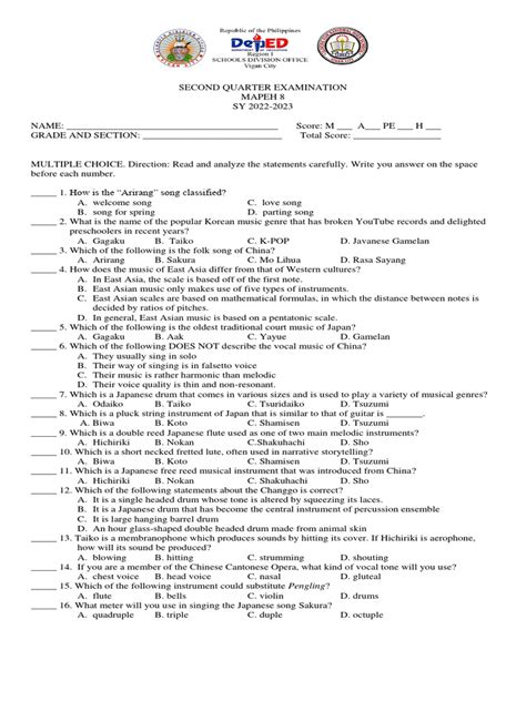 Mapeh 8 2nd Pt Pdf Volleyball Pregnancy