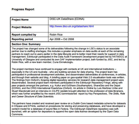 Research Project Progress Report Template Printable Word Searches