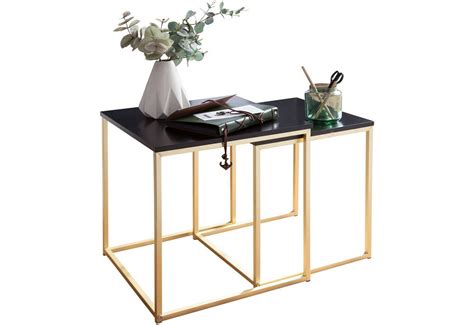 Wohnling Satztisch Wl5787 Chur Schwarz Gold Beistelltisch Mdf