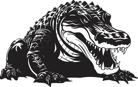 Lurking Majesty Vector Alligator Emblem Wilderness Scale Black