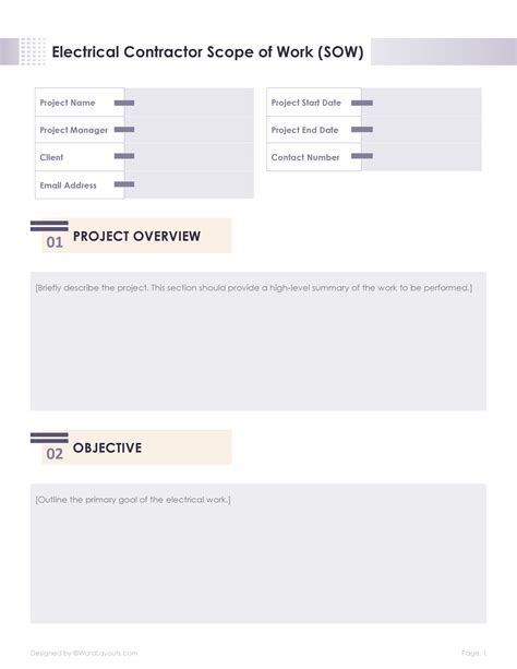 Engineering Scope Of Work Template Wordlayouts