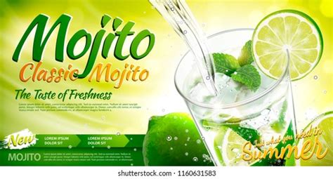Refreshing Mojito Ads Beverage Pouring Into Stock Vector Royalty Free