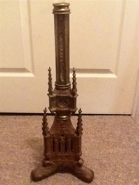 Antique Gothic Style Solid Brass 3 Footed Lamp Base Large 23 12 Tall