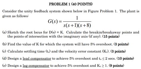 Solved PROBLEM POINTS Consider The Unity Feedback Chegg