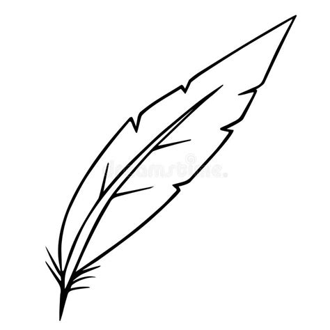 Bird Feather Quill Writing Ink Pen Hand Drawn Outline Doodle Sketch