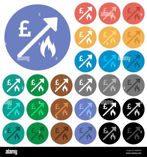 Rising Gas Energy English Pound Prices Multi Colored Flat Icons On Round Backgrounds Included
