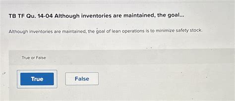 Solved Tb Tf Qu 14 04 ﻿although Inventories Are Maintained