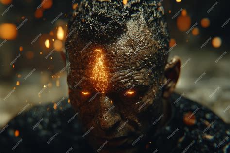 Neural Field Digital Cognition Neural Focus And Neural Flow Person With Glowing Orange Cracks