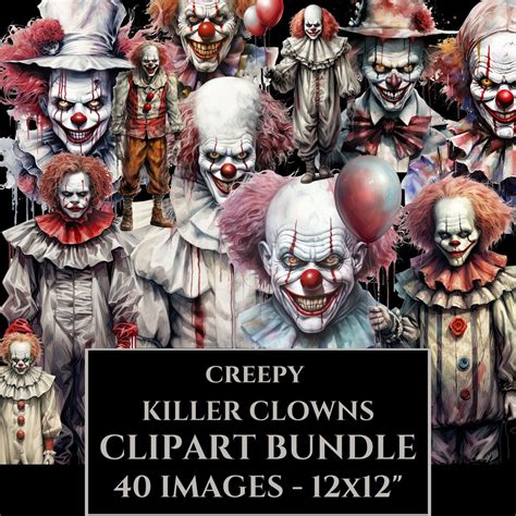 Creepy Killer Clowns Png Clipart Bundle Clown Images Eerie Png