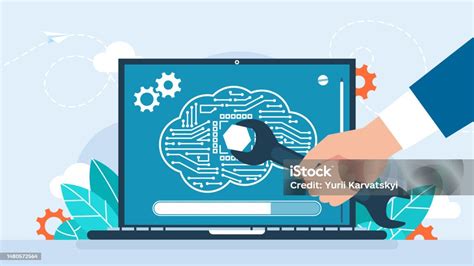 Programmer With Laptop Ai Brain With Neural Network Artificial