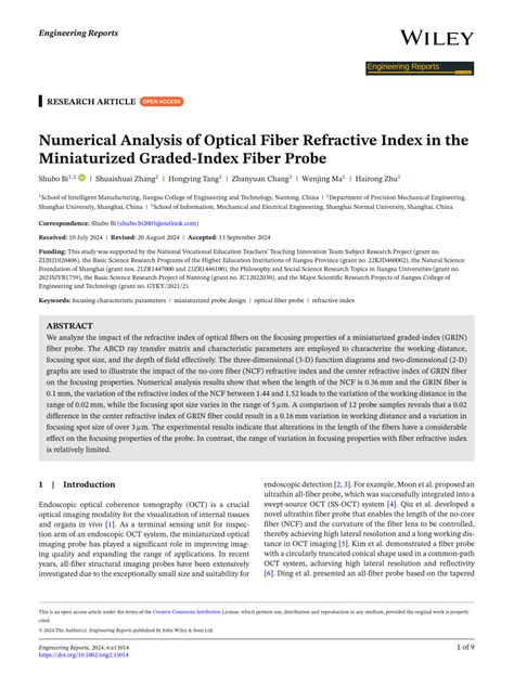 Pdf Numerical Analysis Of Optical Fiber Refractive Index In The