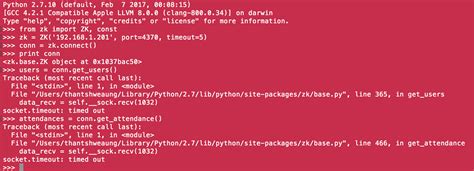 Python Sockettimeout Timed Out Error In Pyzk Library Stack Overflow