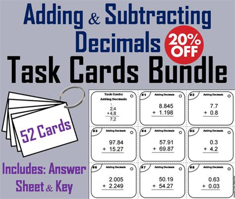 Adding And Subtracting Decimals Task Cards Bundle Teaching Resources