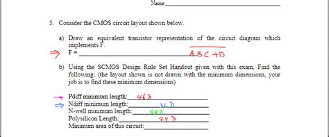 Name Consider The CMOS Circuit Layout Shown Below Chegg