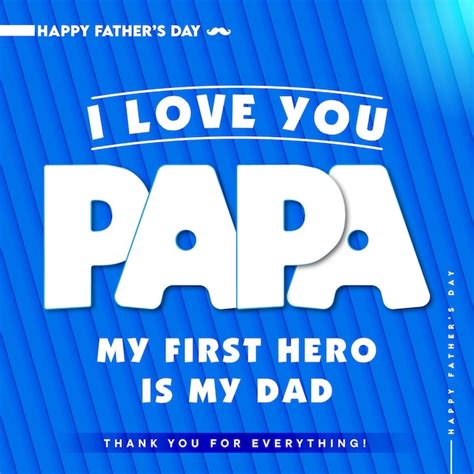 Feliz Día Del Padre Cartel Azul Te Amo Papá Vector Premium