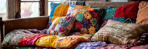 Bedroom With Bed With Patchwork Quilt Colorful Patchwork Quilt Banner Stock Image Image Of