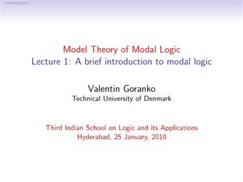 Pdf Model Theory Of Modal Logic Lecture A Brief Ali Cmi Ac In Isla Slides Vg Lec