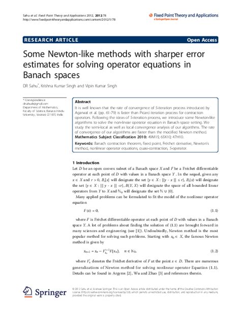Pdf Some Newton Like Methods With Sharper Error Estimates For Solving