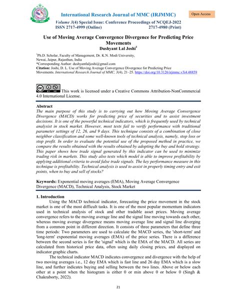 Pdf Use Of Moving Average Convergence Divergence For Predicting Price