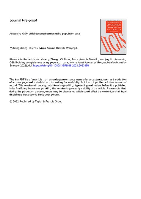 Pdf Assessing Osm Building Completeness Using Population Data