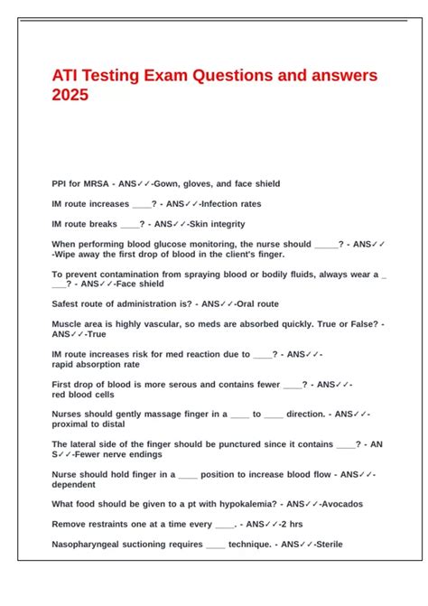 Ati Testing Exam Questions And Answers 2025 Ati Stuvia Us