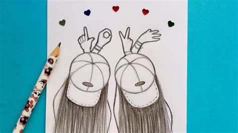 Bff 💖 Drawing Youtube Bff Drawings Drawings Of Friends Girly Drawings