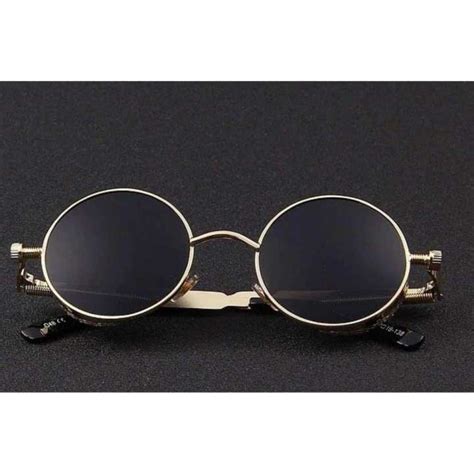 Metal Round Circle Frame Sunglasses For Men Black Lens Silver Frame