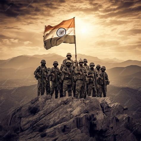 Premium Photo Indian Army Holding Indian Flag Generative Ai