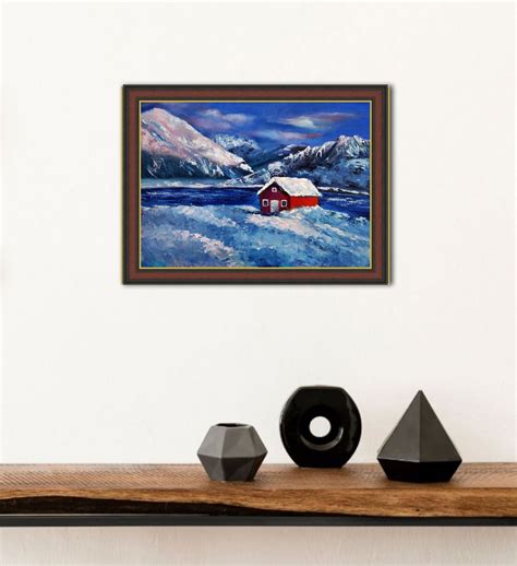Skandinavische Malerei Berg Original Kunst Nord Landschaft Etsy
