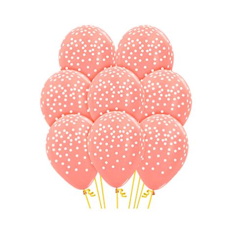 30cm Confetti On Metallic Rose Gold Latex Balloons 12pk