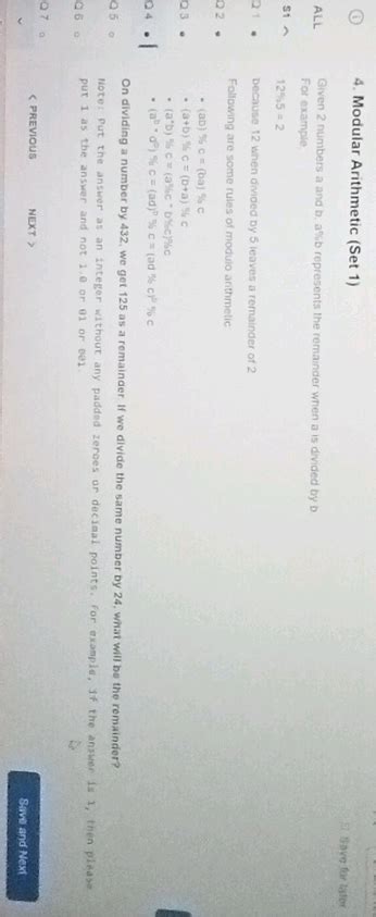 4 Modular Arithmetic Set 1 A Save For Dafor StudyX