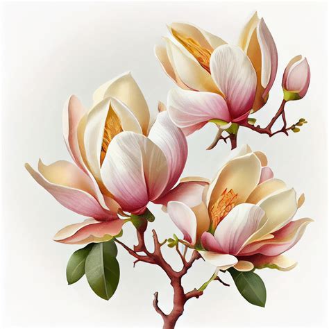 Premium Photo Magnolia Flower Isolated Vintage Painting White