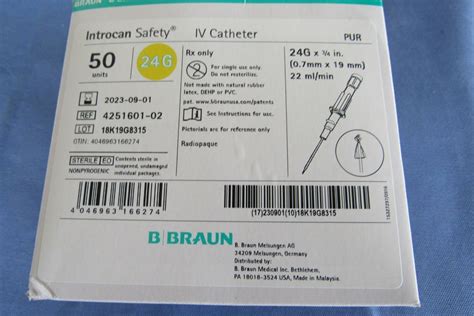 New Braun Box Of 50 Ref 4251601 02 Introcan Safety Iv Catheter 24g X 3 4 In 22 Ml Min Exp
