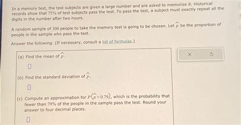 Solved In A Memory Test The Test Subjects Are Given A Large