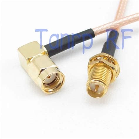 2PCS 20INCH RP SMA Female To RP SMA Male Right Angle RF Adapter