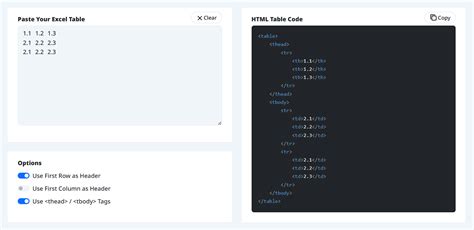 Excel To Html Table Converter Free Online Tool No Registration