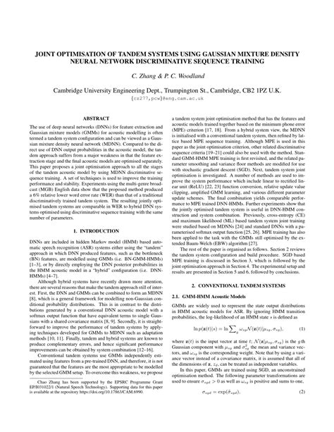 Pdf Joint Optimisation Of Tandem Systems Using Gaussian Mixture Density Neural Network