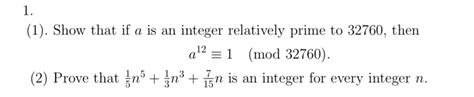 Solved Show That If A Is An Integer Relatively Prime To Chegg