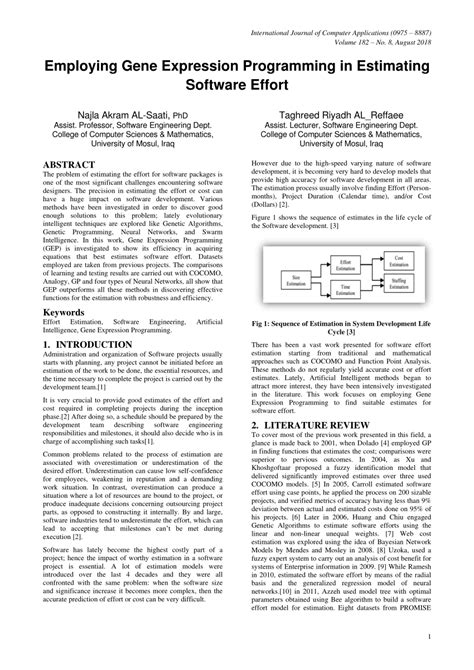 Pdf Employing Gene Expression Programming In Estimating Software Effort