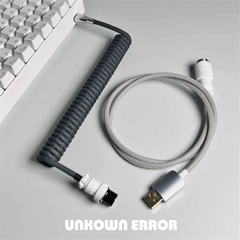 Unleash Your Keyboards Potential Unknown Error Coiled Artisan Cable In Sophisticated Grey White