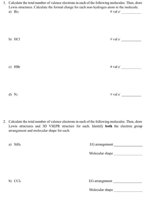 Solved Calculate The Total Number Of Valence Electrons In Chegg