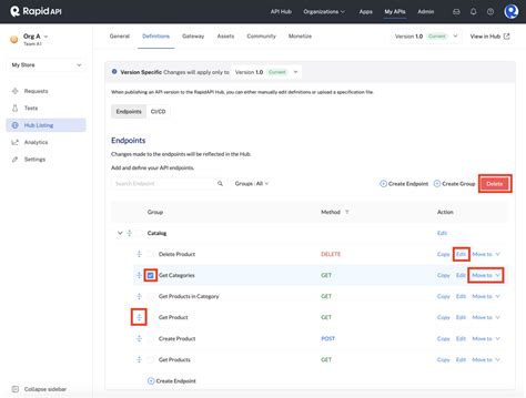 Hub Listing Definitions Tab