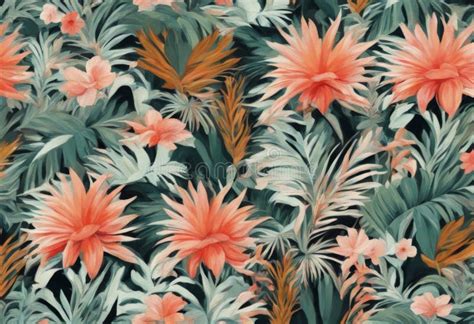 Seamless Style Pattern Collage Exotic Cartoon Modern Floral